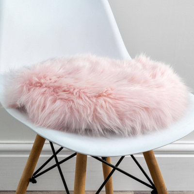 Blush Pink Round Sheepskin Chair Pad | DIY at B&Q