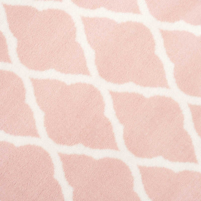 Blush Pink White Classic Trellis Living Room Rug 240x330cm