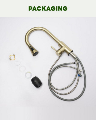 BLYLUND Brushed Gold Kitchen Tap with Pull Out Spray & 3 Modes
