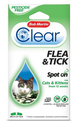 Bob Martin Clear Cat Spot On 24 Weeks Peticide Free - Pack of 10