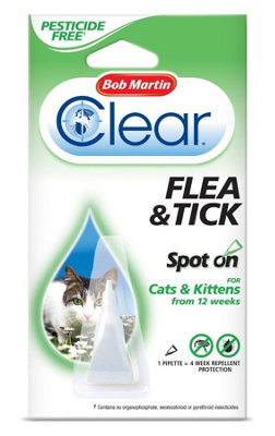 Bob Martin Clear Cat Spot On 4 Weeks Peticide Free - Pack of 10