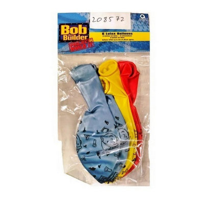 Bob the Builder Latex Balloons (Pack of 6) Grey/Yellow/Red (One Size)