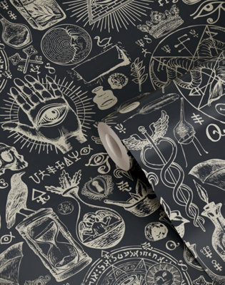 Bobbi Beck eco-friendly black gothic occult wallpaper