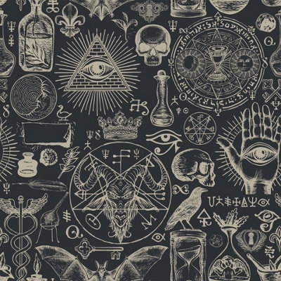 Bobbi Beck eco-friendly black gothic occult wallpaper