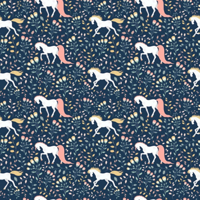 Bobbi Beck eco-friendly blue white horse wallpaper