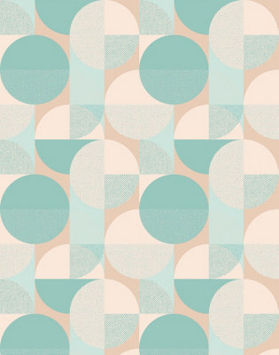 Bobbi Beck eco-friendly Green bauhaus circle wallpaper | DIY at B&Q