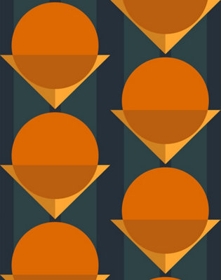 Bobbi Beck eco-friendly Orange bauhaus geometric wallpaper | DIY at B&Q