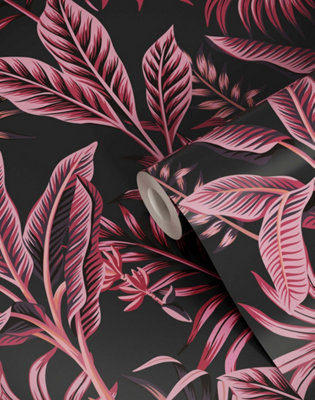Bobbi Beck eco-friendly Pink bold tropical wallpaper | DIY at B&Q