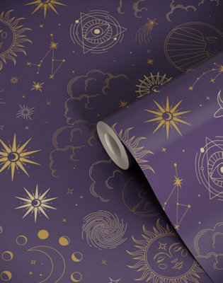 Bobbi Beck eco-friendly Purple occult pattern wallpaper | DIY at B&Q