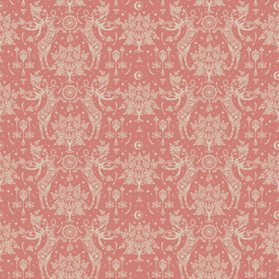 Bobbi Beck eco-friendly red scandi deer wallpaper