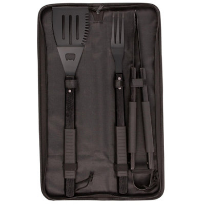 BobbyQ 3pc Wooden BBQ Tool Set - Black/Black