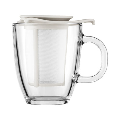 Bodum YoYo Set Glass Mug with Tea Strainer Infuser White