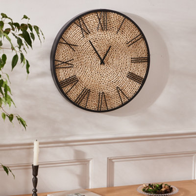 Bohemia Staw and Metal Wall Mounted Rattan Clock | DIY at B&Q