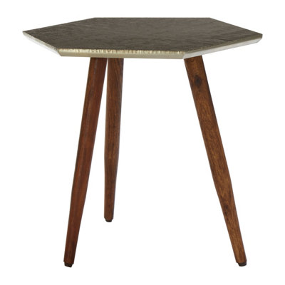 Boho Hexagonal Wooden Side Table