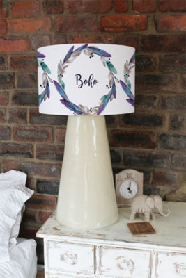 Boho style wreath feathers (Ceiling & Lamp Shade) / 45cm x 26cm ...