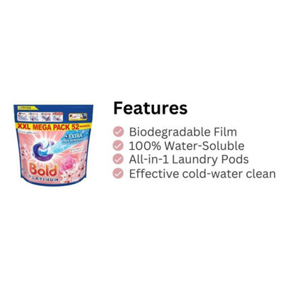 Bold EXTRA All-In-1 Platinum Washing Pods Cherry Blossom & Rose Water ...