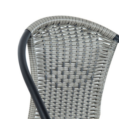 Bolero 2 Seat Grey Rattan Bistro Set Black Glass