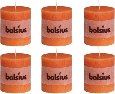 Bolsius 6PC Vivid Orange Rustic Pillar Candle 80 x 68mm | DIY at B&Q