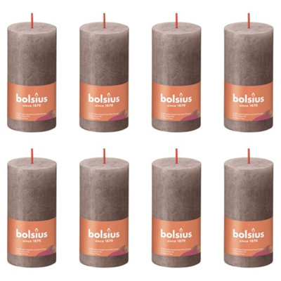 Bolsius Bolsius Rustic Pillar Candles Shine 8 pcs 100x50 mm Rustic Taupe