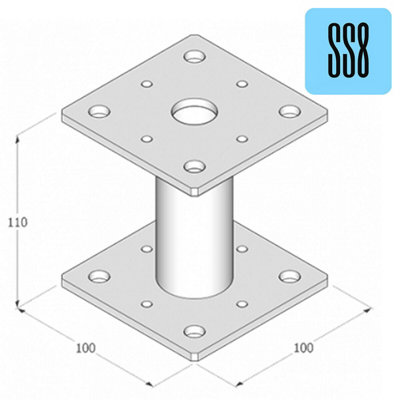 Bolt Down 100mm ( Pack of: 4 ) Pergola Elevated Post Base Support Heavy ...