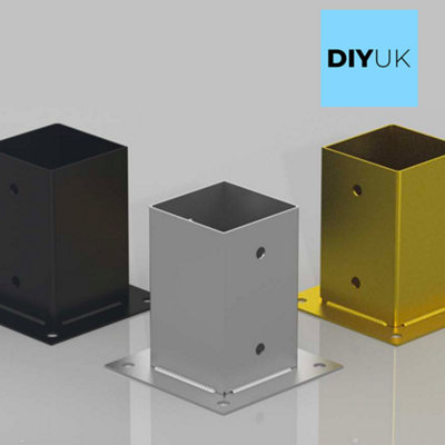 Bolt Down 91 x 91 mm BLACK ( Pack of: 1 ) Square Post Fence Foot Heavy ...