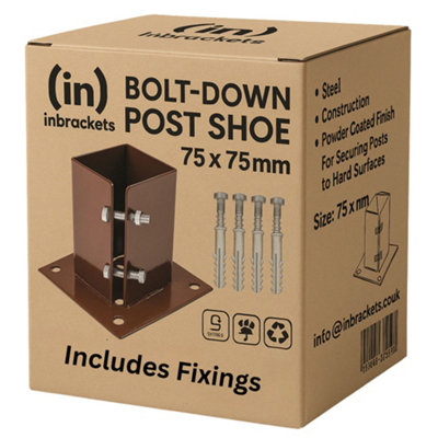 Bolt Down Fence Post Shoe Grip Heavy Duty for 3" / 75x75mm Posts ...