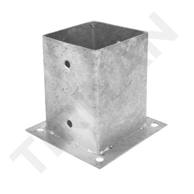 Bolt Down Fence Post Support Heavy Duty Galvanised Square Foot Base Bracket 100mm x 100mm