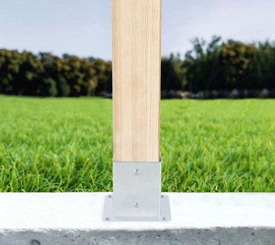 Bolt Down Fence Post Support Heavy Duty Galvanised Square Foot Base ...