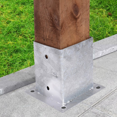 Bolt Down Fence Post Support Heavy Duty Galvanised Square Foot Base ...