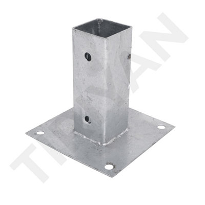 Bolt Down Fence Post Support Heavy Duty Galvanised Square Foot Base ...