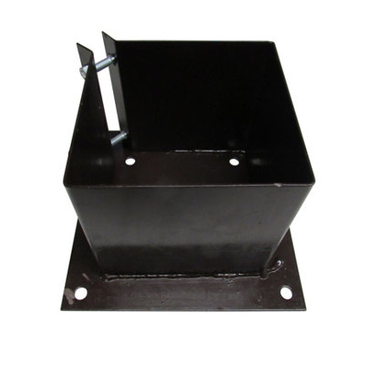 Bolt Down Fence Post Supports 6" X1 Brown (Bolt Grip Fencing Shoe)