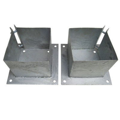 Bolt Down Fence Post Supports 6" X2 Galvanised (Bolt Grip Fencing Shoe)