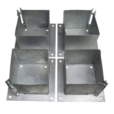 Bolt Down Fence Post Supports 6" X4 Galvanised (Bolt Grip Fencing Shoe)
