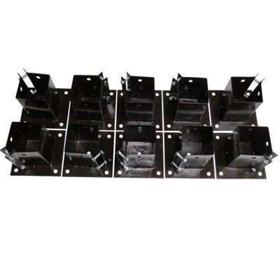 Bolt Down Fence Post Supports 90MM X10 Brown (Bolt Grip Fencing Shoe)