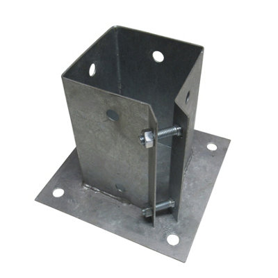 BOLT DOWN FENCE POST SUPPORTS 90MM X10 GALVANISED (BOLT GRIP FENCING SHOE)