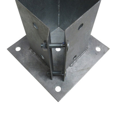 BOLT DOWN FENCE POST SUPPORTS 90MM X10 GALVANISED (BOLT GRIP FENCING SHOE)