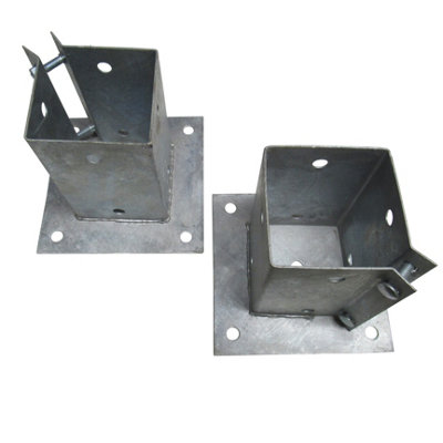 Bolt Down Fence Post Supports 90MM X2 Galvanised (Bolt Grip Fencing Shoe)