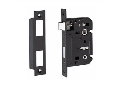 Bolt Through Matte BlackBathroom Mortise Lock 2.5" 64mm Backset Size