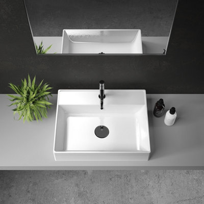 Bomberg Stone Counter Top Basin 600 - Gloss White