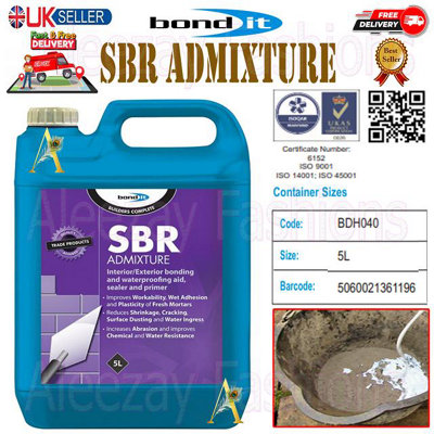 Bond It 5L SBR Waterproof Concrete Latex Admixture Wall & Floor Bonding Agent UK