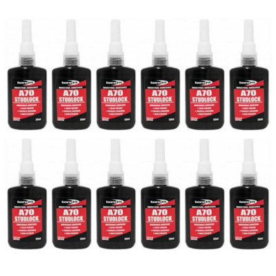 Bond It A70 Studlock Nut Lock Stud Thread Lock Sealer Adhesive Oil Tolerant 50ml (Pack of 12 ...