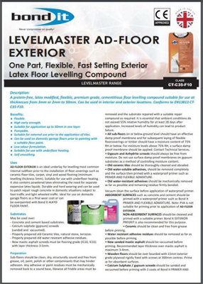 Bond It AD-FLOOR EXTERIOR 2-50mm depth Latex Self Leveling Compound ...