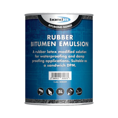 Bond It Bitumen Emulsion Rubber Latex Liquid DPM DPC Damp Proof Proofing Paint - Dark Brown, 5L