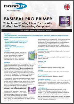 Bond It Easiseal Pro Primer Solvent Roofing Primer Waterproofing ...