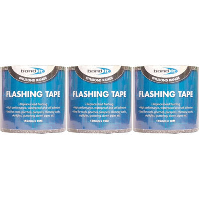 Bond It Flashing Tape 150mm x 10Metres, Black, BDF004 (Pack of 3) | DIY ...