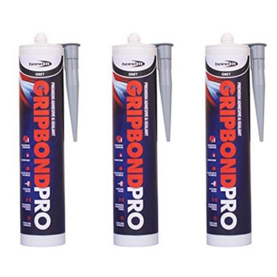 Bond it Grip Bond Pro Premium Adhesive & Sealant Grey 300ml Pack of 3 ...