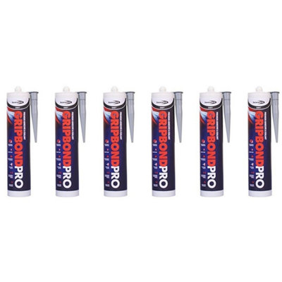 Bond it Grip Bond Pro Premium Adhesive & Sealant Grey 300ml Pack of 6