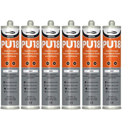 Bond it High Strength Polyurethane Adhesive & Sealant Grey 310ML x 6