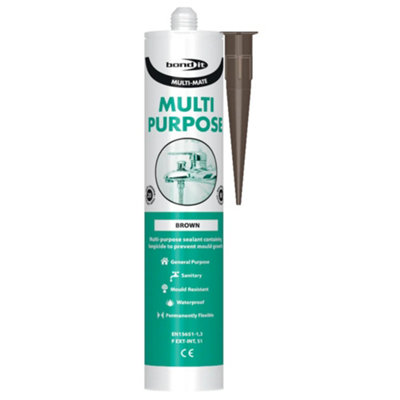 Bond It Multi Mate High Modulus General Purpose Silicone Sealant Home EU3 Brown