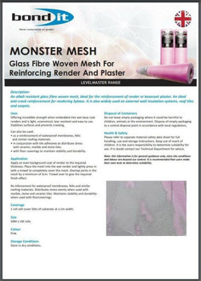 Bond It Resistant Glass Fibre Woven Render Reinforcing Monster Mesh ...